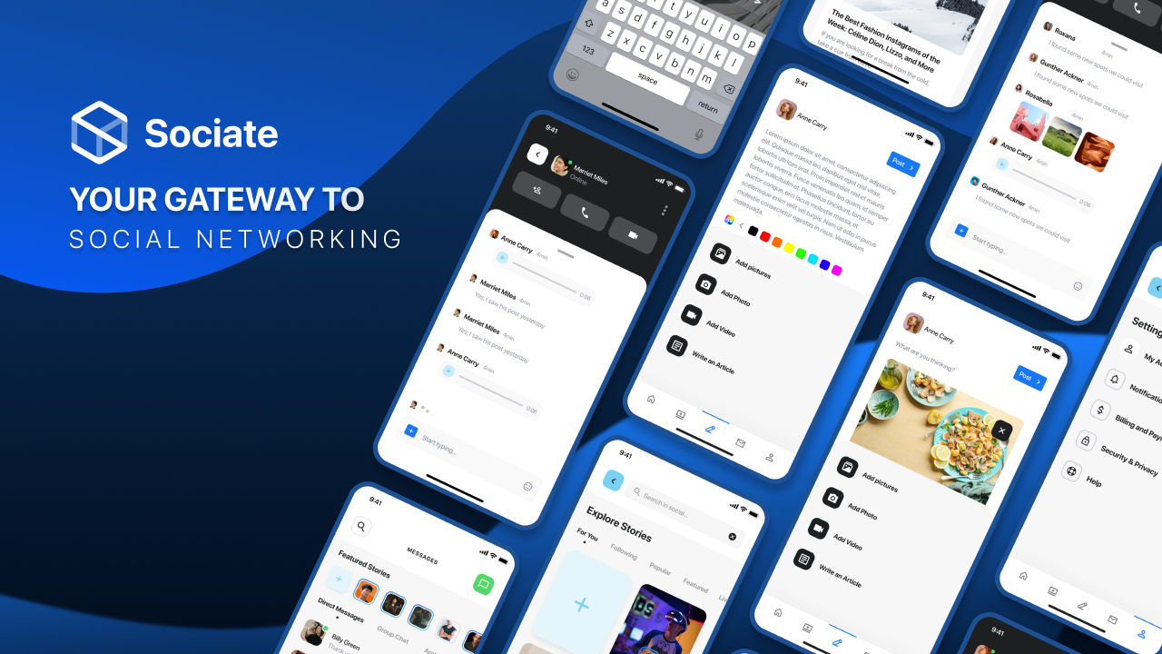 Sociate - Social Media Networking | React Native Expo App |CLI 0.73.4 by vzenlabs